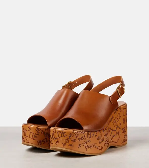 Chloé Maxime Leather Platform Wedges