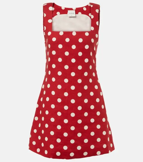 Posse Alice Polka-dot Linen Mini Dress