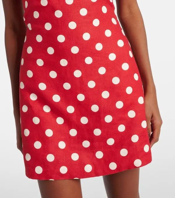 Posse Alice Polka-dot Linen Mini Dress
