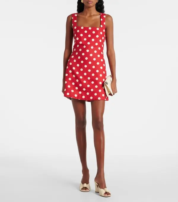 Posse Alice Polka-dot Linen Mini Dress