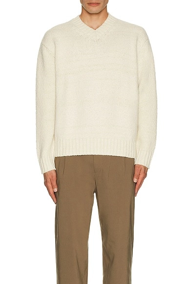 WAO Slub Yarn V-neck Sweater