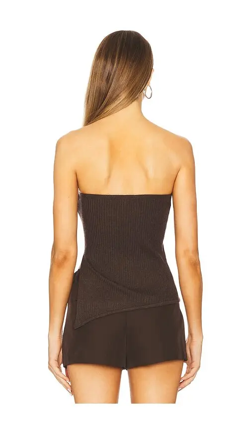 Heartloom Ribbed Asymmetrical Slit Tube Top - Brown