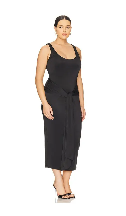 Good American Slinky Jersey Ruched Midi Dress