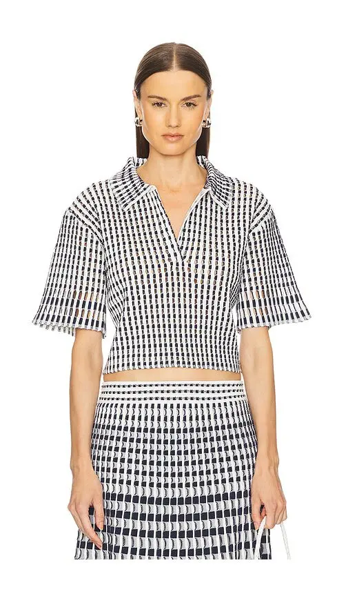 Simkhai Adley Cropped Polo - Navy