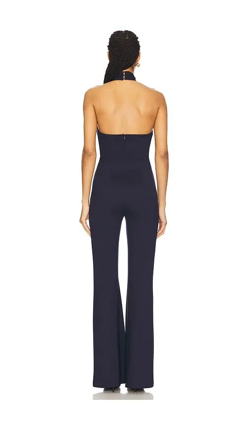 Amanda Uprichard Halterneck Jumpsuit With Cut-out Detail - Navy