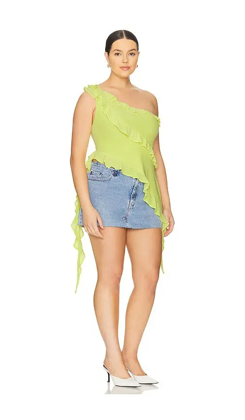 AFRM Vivica One-shoulder Ruffled Top