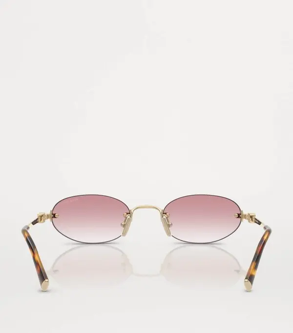 Miu Miu Metal Oval Sunglasses - Gold