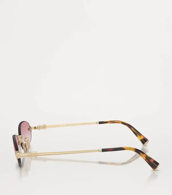 Miu Miu Metal Oval Sunglasses - Gold