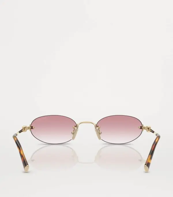 Miu Miu Metal Oval Sunglasses - Gold