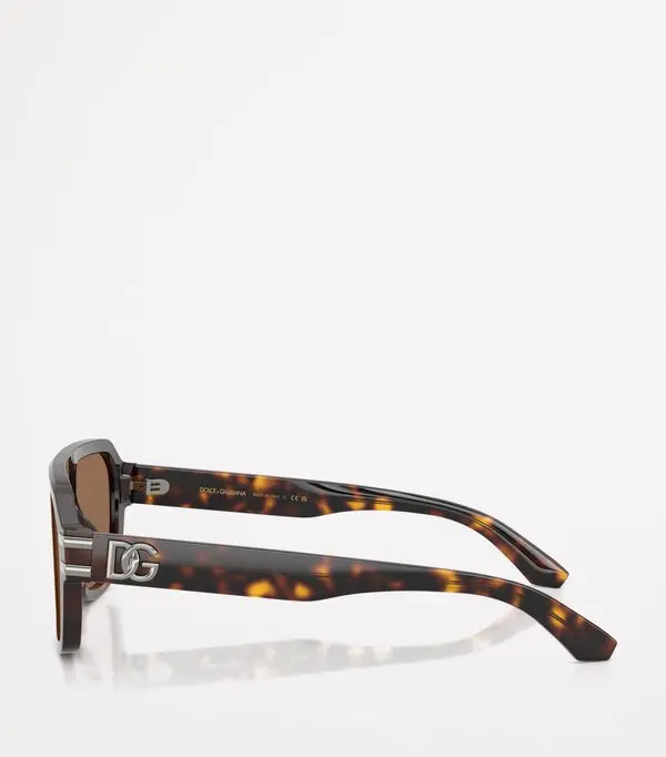 Dolce & Gabbana Oversized Pilot Sunglasses - Brown