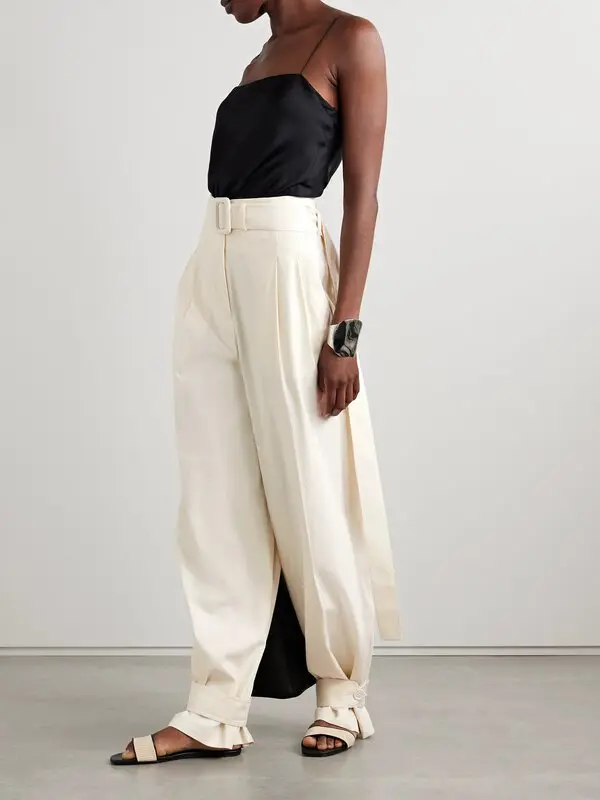 Another Tomorrow Belted Lyocell And Organic Cotton-blend Tapered Trousers