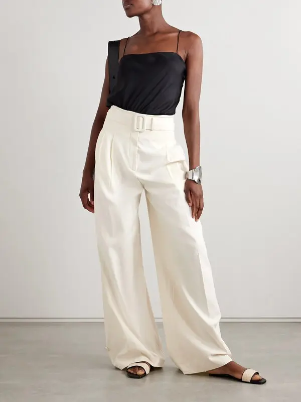 Another Tomorrow Belted Lyocell And Organic Cotton-blend Tapered Trousers
