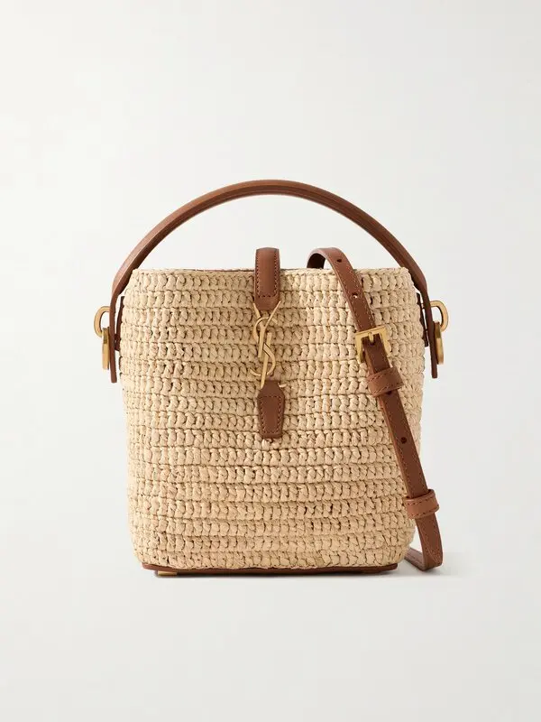 Saint Laurent Le 37 Mini Raffia Bucket Bag - Neutrals