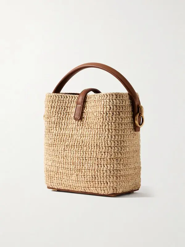 Saint Laurent Le 37 Mini Raffia Bucket Bag - Neutrals