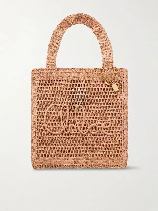 Chloé Crocheted Tote With Gold Tone Charms