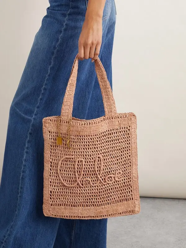 Chloé Crocheted Tote With Gold Tone Charms