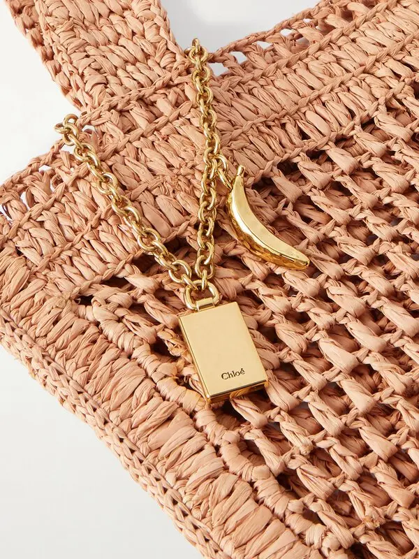 Chloé Crocheted Tote With Gold Tone Charms