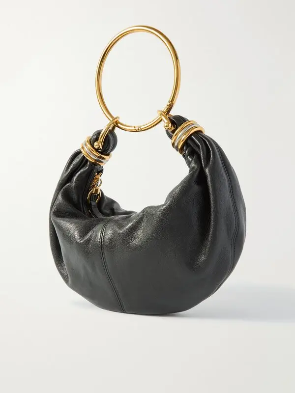 Chloé Small Embellished Suede Shoulder Bag - Black