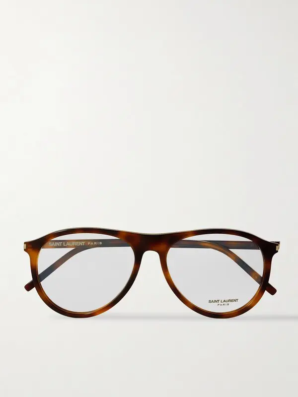 Saint Laurent Aviator-style Acetate Optical Glasses - Tortoiseshell