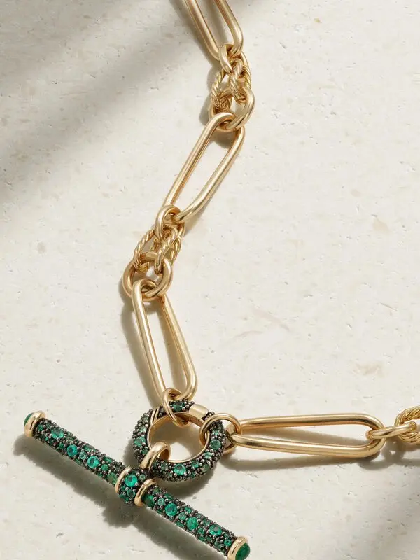 LUCY DELIUS 14-karat And Emerald Twisted Link Necklace - Gold