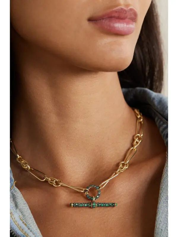 LUCY DELIUS 14-karat And Emerald Twisted Link Necklace