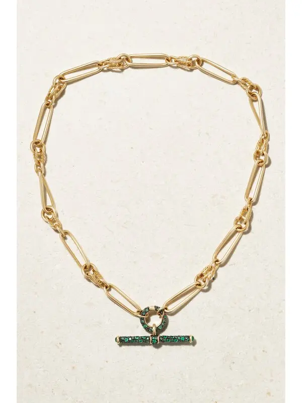 LUCY DELIUS 14-karat And Emerald Twisted Link Necklace