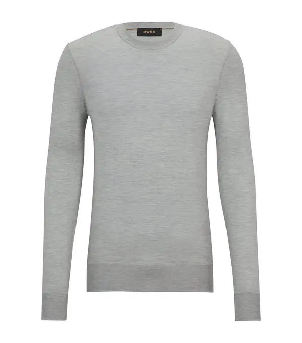 BOSS Fine Knit Mock Neck Sweater - Silver