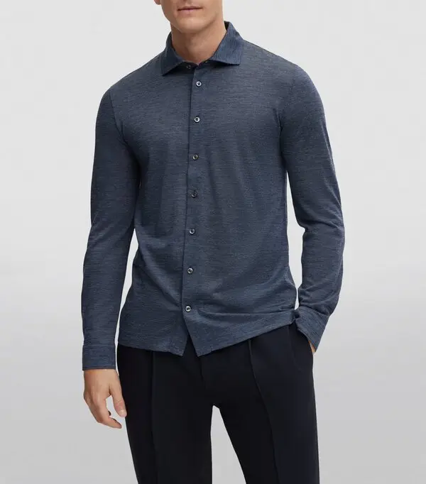 BOSS Wool-silk Shirt - Blue