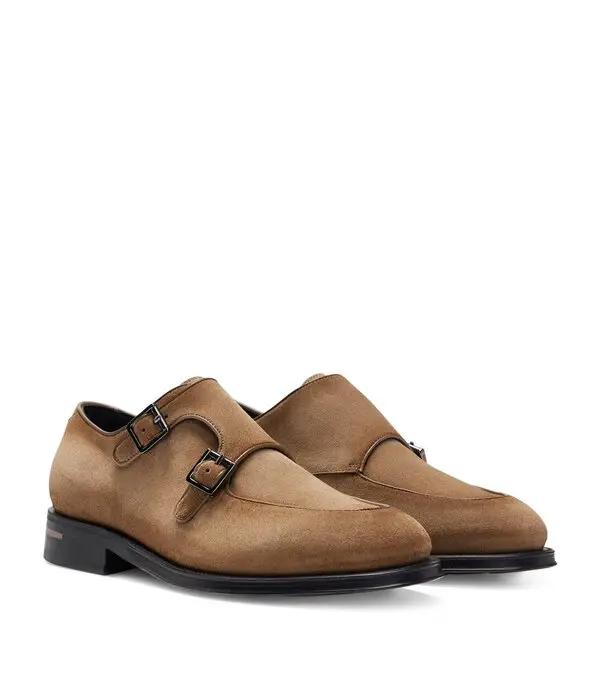 BOSS Suede Double Buckle Monk Shoes