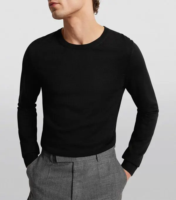 BOSS Virgin Wool Crew-neck Sweater - Black