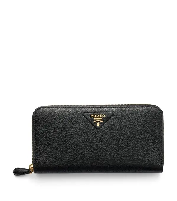 Prada Large Leather Zipped Wallet - Black