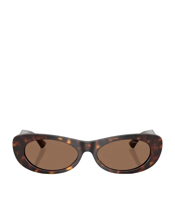 JIMMY CHOO Oval Sunglasses With Crystal Embellishments - Brown