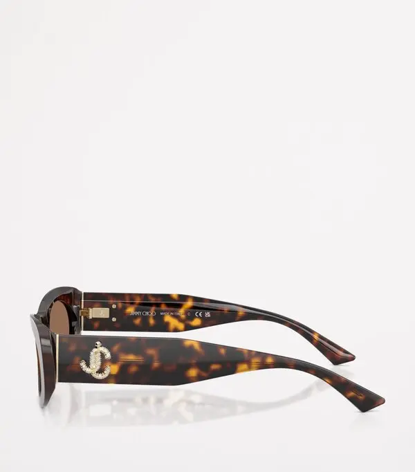 JIMMY CHOO Oval Sunglasses With Crystal Embellishments