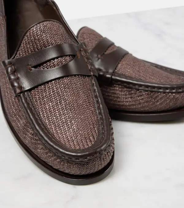 Max Mara Raffia-effect Penny Loafers