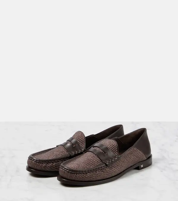 Max Mara Raffia-effect Penny Loafers