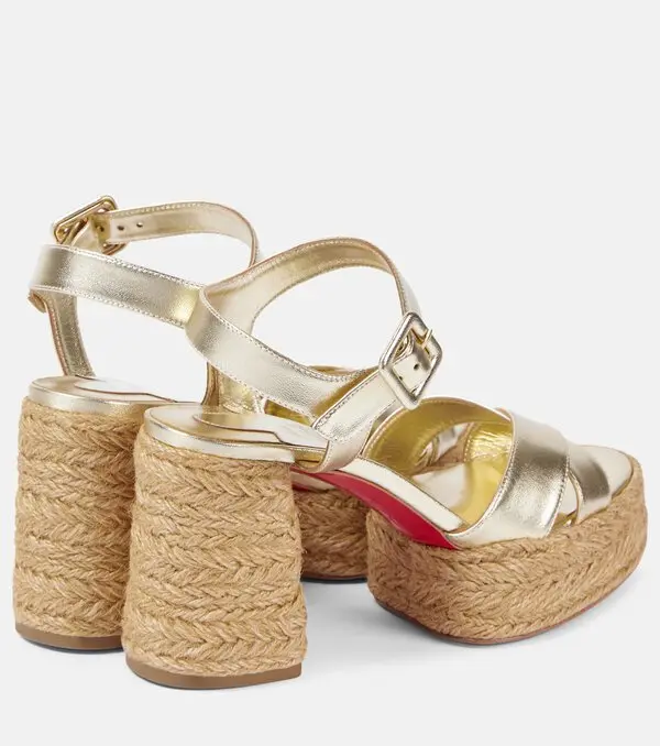 CHRISTIAN LOUBOUTIN Calakala 85 Metallic Leather Platform Sandals - Gold