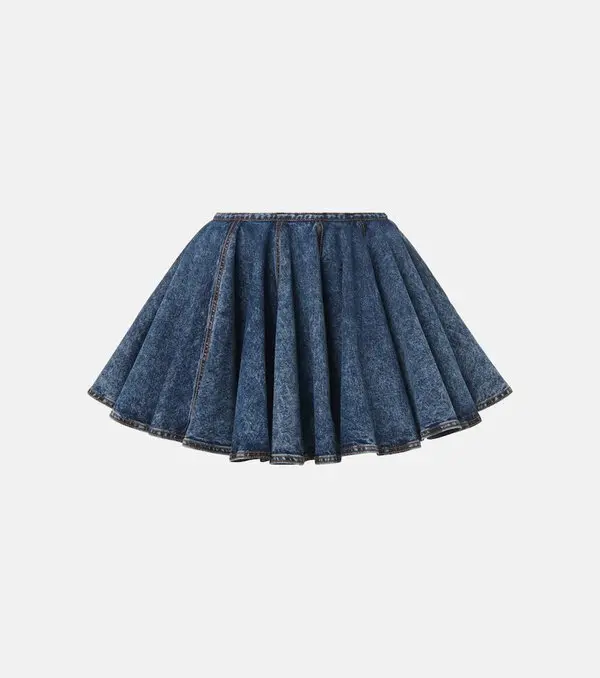 Alaïa Pleated Denim Mini Skirt