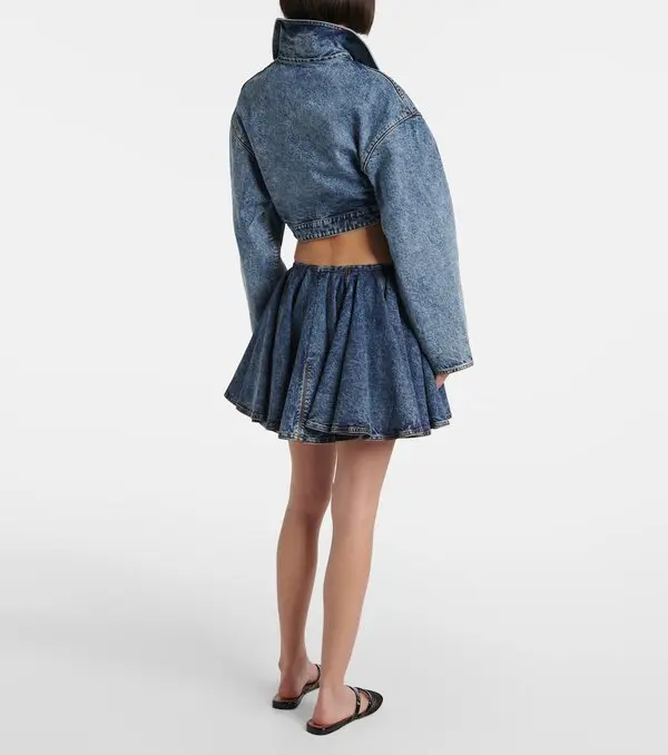 Alaïa Pleated Denim Mini Skirt