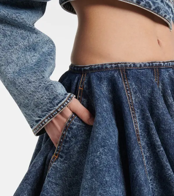Alaïa Pleated Denim Mini Skirt