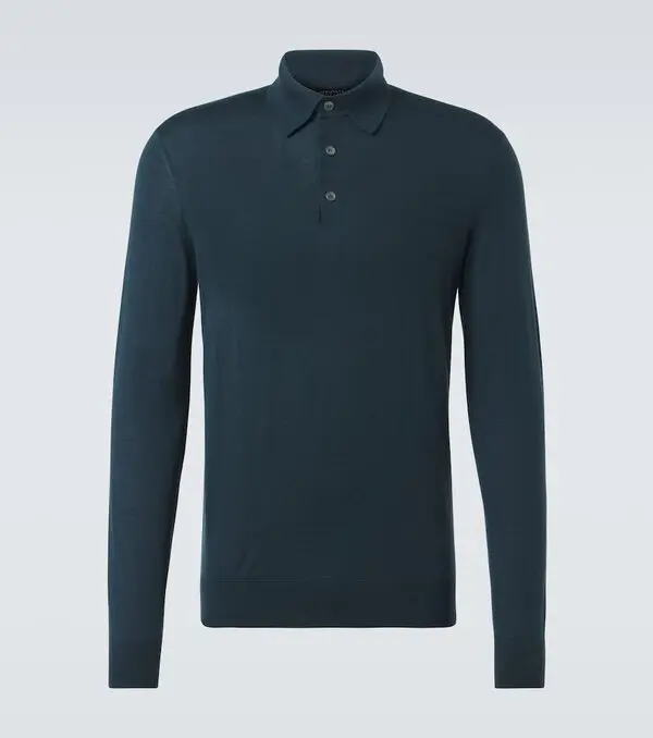 Zegna Cashmere And Silk Polo Shirt - Blue
