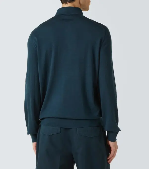 Zegna Cashmere And Silk Polo Shirt - Blue