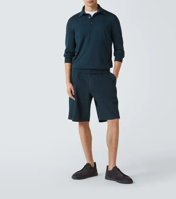 Zegna Cashmere And Silk Polo Shirt - Blue