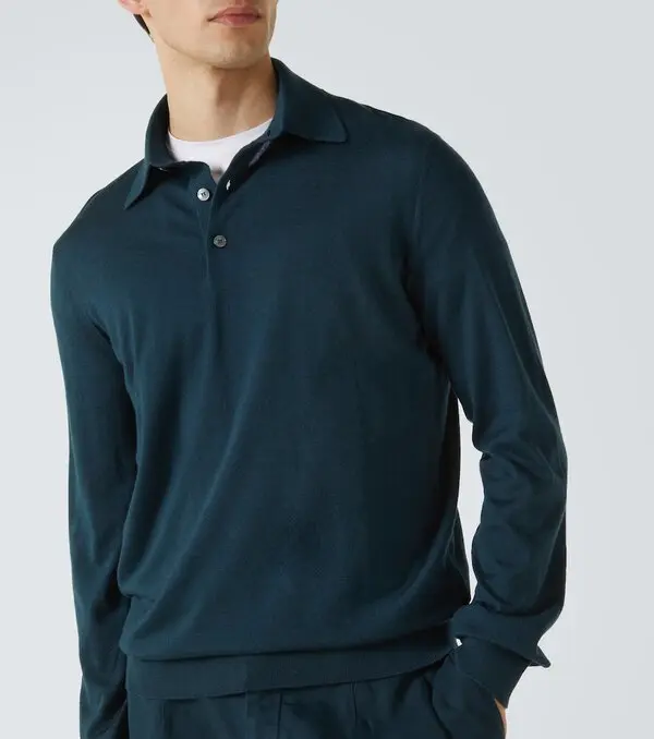 Zegna Cashmere And Silk Polo Shirt - Blue