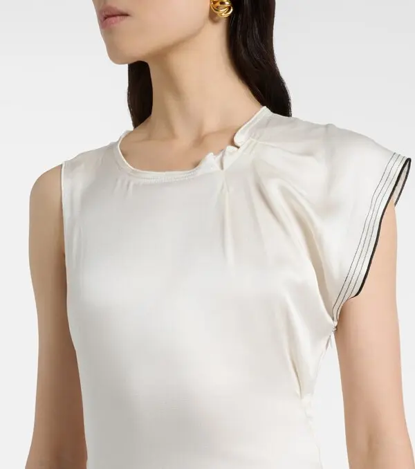 Victoria Beckham Gathered Draped Satin Midi Dress
