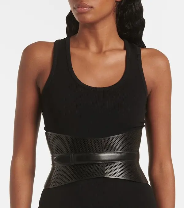 Alaïa Neo Bustier Leather Belt - Black