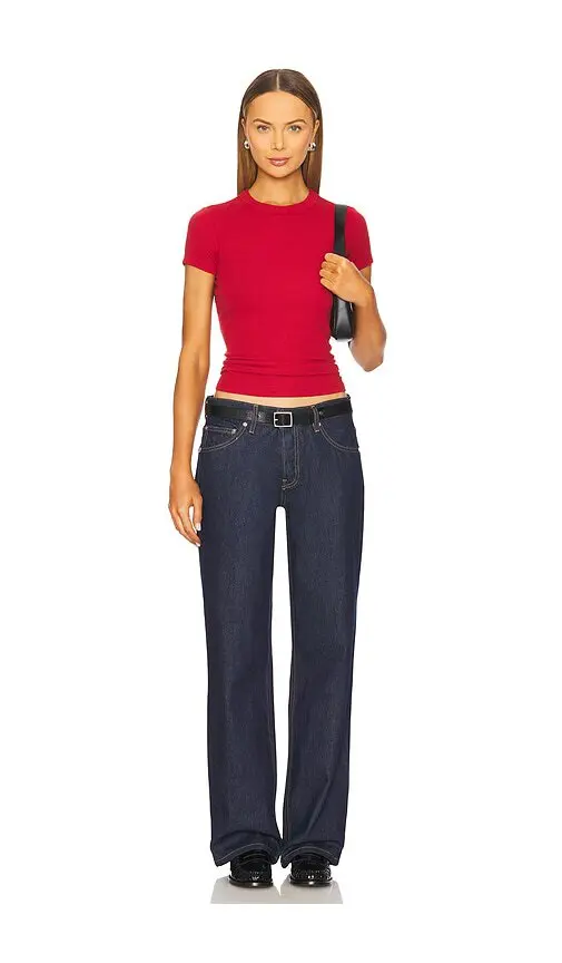 Cotton Citizen Verona Tee Ribbed Jersey Top - Red