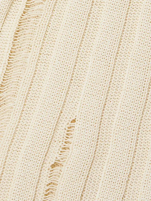 Acne Studios Ribbed Distressed Organic Cotton-blend Tank - Neutrals