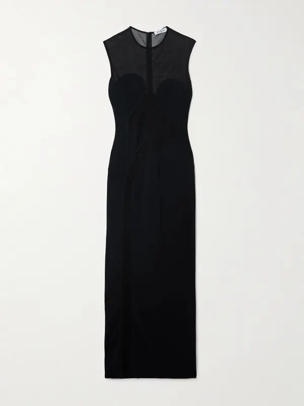 Alaïa Silk-trimmed Stretch-knit Maxi Dress