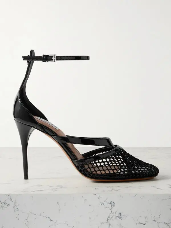 Alaïa Patent-leather And Fishnet Pumps - Black