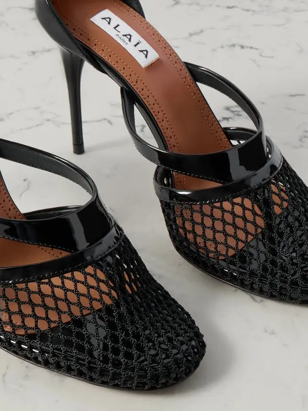 Alaïa Patent-leather And Fishnet Pumps - Black